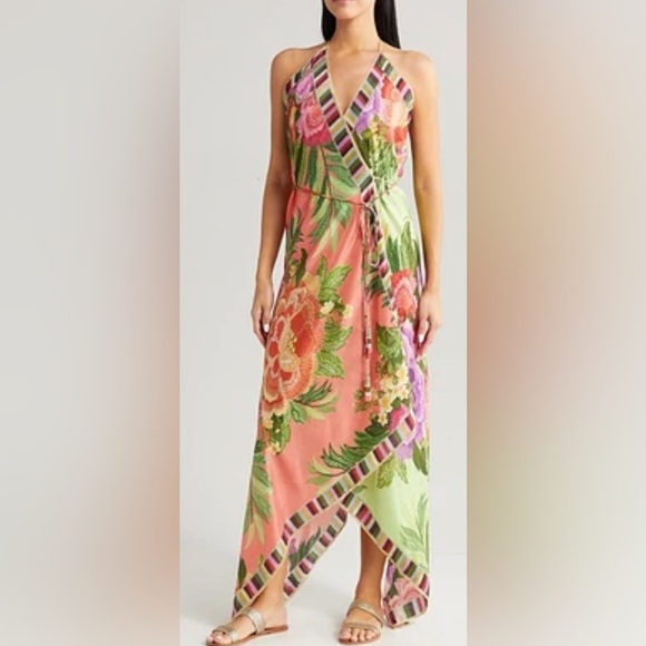 FARM Rio | Dresses | Farm Rio Pink And Green Sleeveless Sundress Maxi ...